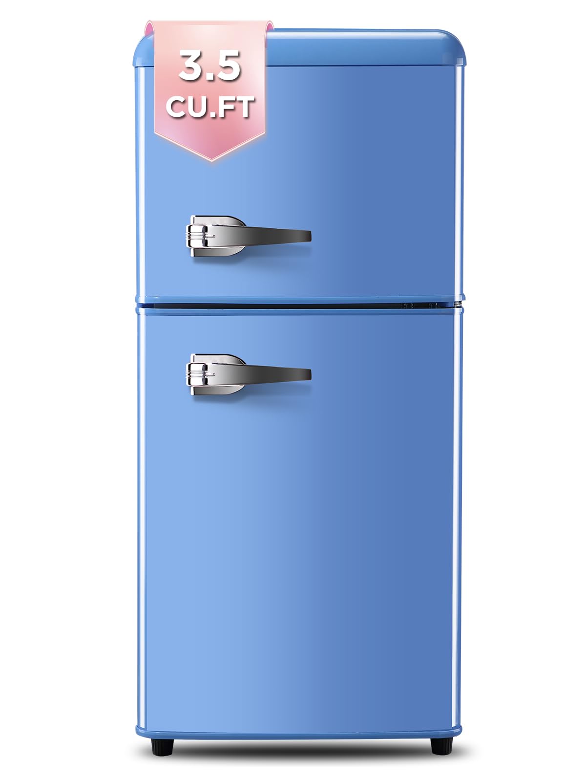 KRIB BLING Compact Refrigerators with Freezer on Top, Mini Fridge with 7- Level Adjustable Thermostat, Small Refrigerator for Apartment, Office, Camping, Blue