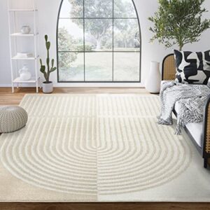 abani nuevo collection area rug - modern arch beige/cream pattern - 6'x9' - easy to clean - durable for kids & pets - non-shedding - medium pile - soft feel - for living room, bedroom & office