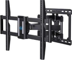 pipishell full motion tv wall mount for 37-75 inch flat/curved tvs up to 100lbs, wall mount tv bracket swivel and tilt, tv mount fits 8/12/16" wood studs, max vesa 600x400mm, pilf3