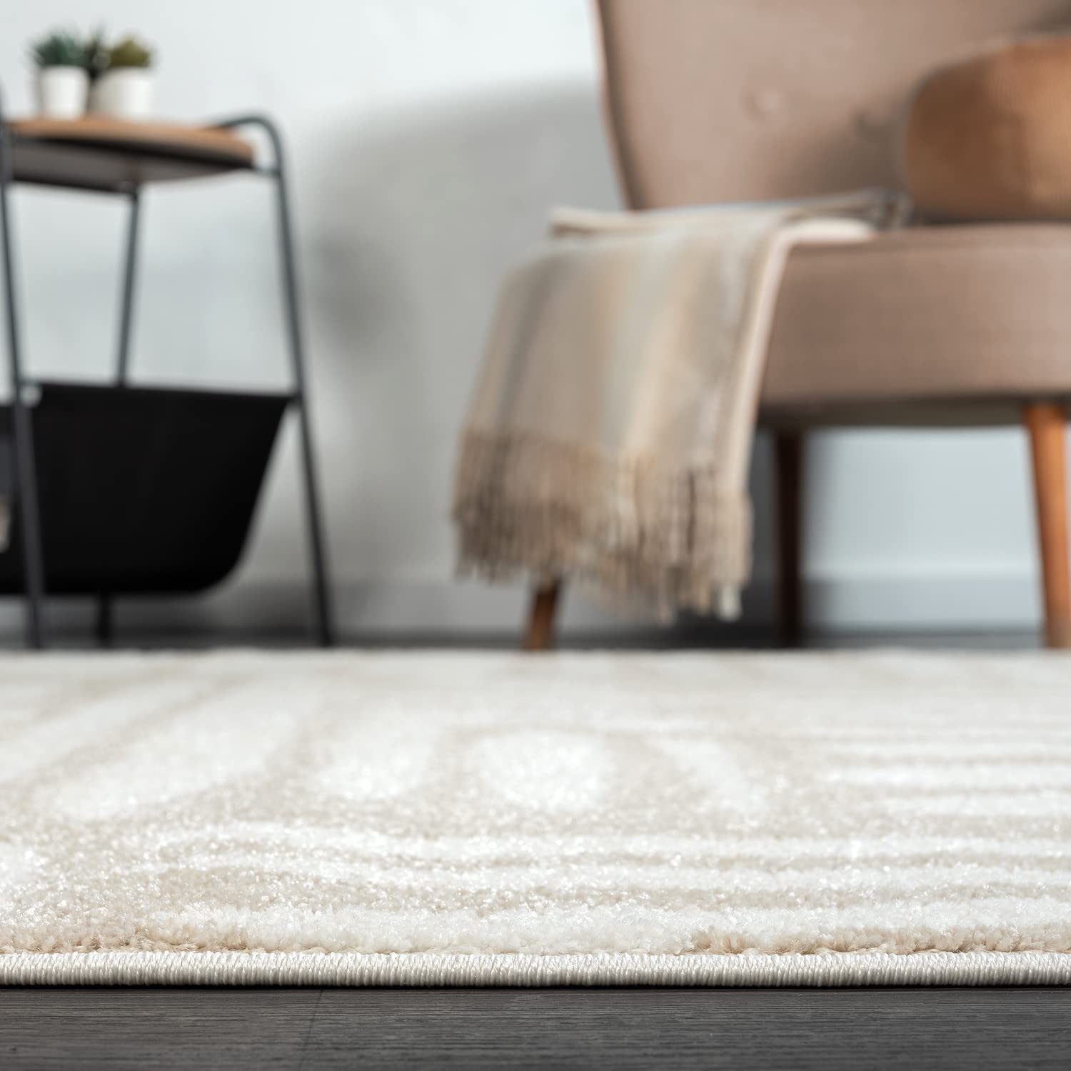 Abani Nuevo Collection Area Rug - Neutral Beige/Cream Abstract Design - 7'9" x 10'2" - Easy to Clean - Durable for Kids & Pets - Non-Shedding - Medium Pile - Soft Feel - Living Room, Bedroom & Office