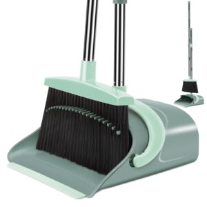 broom and dustpan set, broom dust pan, dustpan with long handle, broom with dustpan, broom and dustpan set for home, dustpan comb, broom with dustpan combo set(jade green)