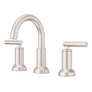 pfister capistrano bathroom sink faucet, 8-inch widespread, 2-handle, 3-hole, spot defense brushed nickel finish, lf049csogs