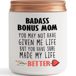 bonus mom gifts- mother in law, stepmom, step mom birthday christmas mothers day gifts- funny best candle gift ideas for boyfriends mom, girlfriends mom, adopted mom from daughter son