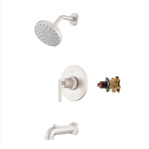 pfister capistrano tub & shower trim kit, valve and cartridge included, 1-handle, spot defense brushed nickel finish, 8p8ws2csosgs