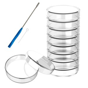 creahub 60 mm glass petri dishes with lids, 10 pcs autoclavable lab petri plates with a inoculation loop, autoclavable and reusable culture dishes for agar plates, mushroom cultivation, science