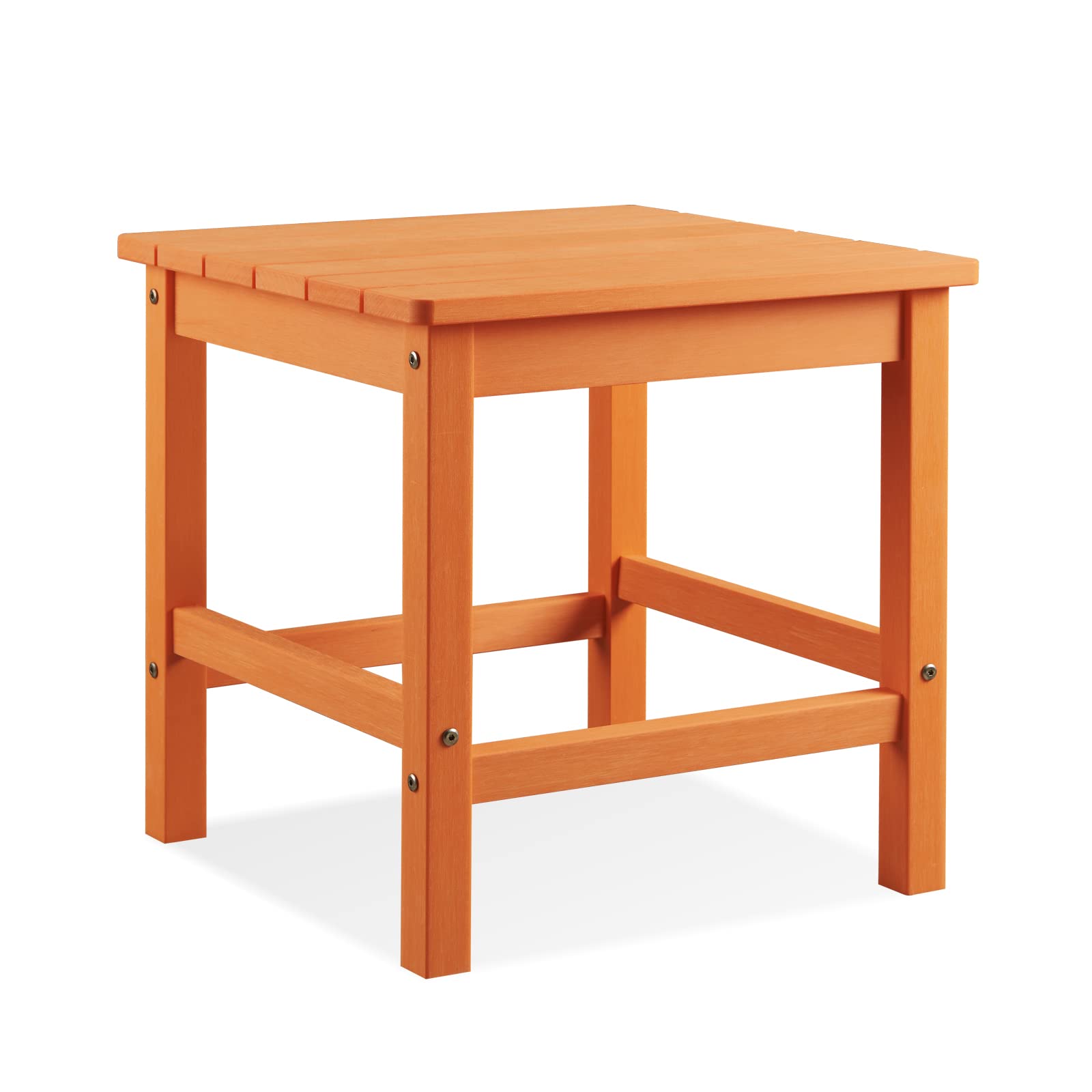 Psilvam Oversized Outdoor Side Table, 19.68" Poly Lumber Adirondack Side Table, Weather Resistant Patio Side Table for Poolside, Garden and Front Porch (Orange)