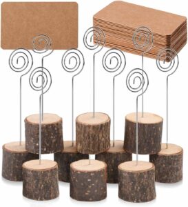 place card holders 10pcs table number holders with 20pcs cards rustic real wood base wedding table name number holder party decoration card holders picture memo note photo clip holder