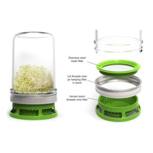 Jarware Mason Jar Lid, Seed Sprouting Lids For Wide Mouth Mason Jars, Set of 2