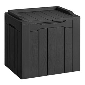 devoko 30 gallon resin deck box outdoor indoor waterproof storage box for patio pool accessories storage for cushion garden tools (30 gallon, black)