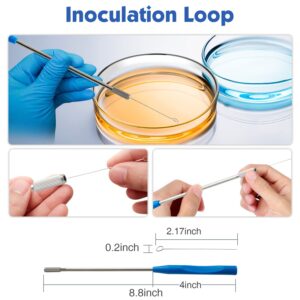 creahub 60 mm Glass Petri Dishes with Lids, 10 Pcs Autoclavable Lab Petri Plates with A Inoculation Loop, Autoclavable and Reusable Culture Dishes for Agar Plates, Mushroom Cultivation, Science