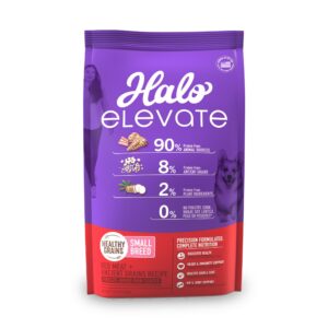 halo elevate dry dog food, healthy grains red meat recipe, small breed, 10lb