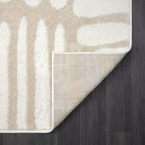 Abani Nuevo Collection Area Rug - Neutral Beige/Cream Abstract Design - 7'9" x 10'2" - Easy to Clean - Durable for Kids & Pets - Non-Shedding - Medium Pile - Soft Feel - Living Room, Bedroom & Office