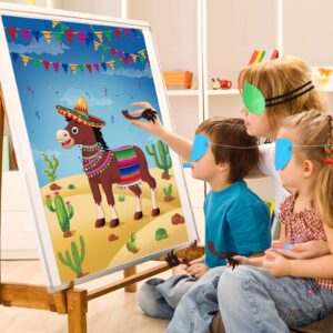 Hxezoc Pin The Tail On The Donkey Party Game With 50 Pcs Tails Large Mexican Donkey Games Poster for Kids Birthday Party Carnival Fiesta Party Supplies