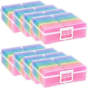 rainbow plastic photo & craft keeper box by simply tidy - acid free container includes 16 cases and holds up to 1,600 photos - bulk 8 pack