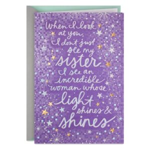 hallmark card for sister for mothers day, birthday, thinking of you, congrats, any occasion (love and pride)