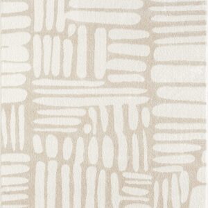 Abani Nuevo Collection Area Rug - Neutral Beige/Cream Abstract Design - 7'9" x 10'2" - Easy to Clean - Durable for Kids & Pets - Non-Shedding - Medium Pile - Soft Feel - Living Room, Bedroom & Office