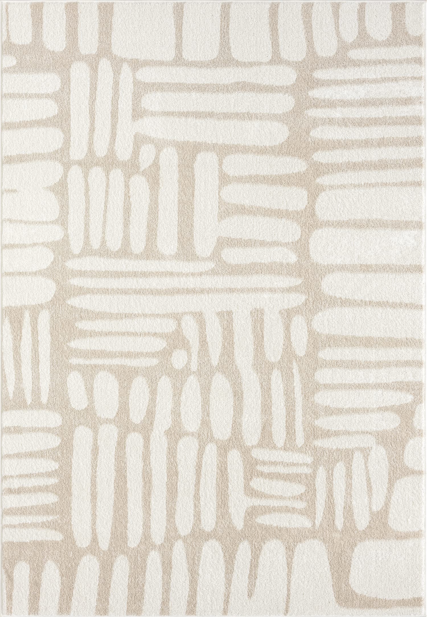 Abani Nuevo Collection Area Rug - Neutral Beige/Cream Abstract Design - 7'9" x 10'2" - Easy to Clean - Durable for Kids & Pets - Non-Shedding - Medium Pile - Soft Feel - Living Room, Bedroom & Office