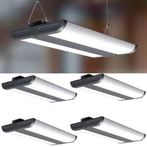 lightdot 2ft led high bay shop lights, 100-277v 【driver equipped, 5 years】 150w 21500lm [eqv.600w mh] 5000k linear hanging shop light for warehouse garage -etl listed, 4 pack black