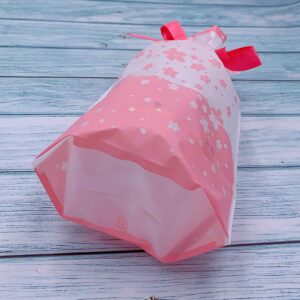 VIFOME Treat Bags,24pcs Party Favor Bags Pink Gift Bags Sakura Bags Plastic Drawstring Bags Flower Candy Goodies Bags Gift Wrapping Package