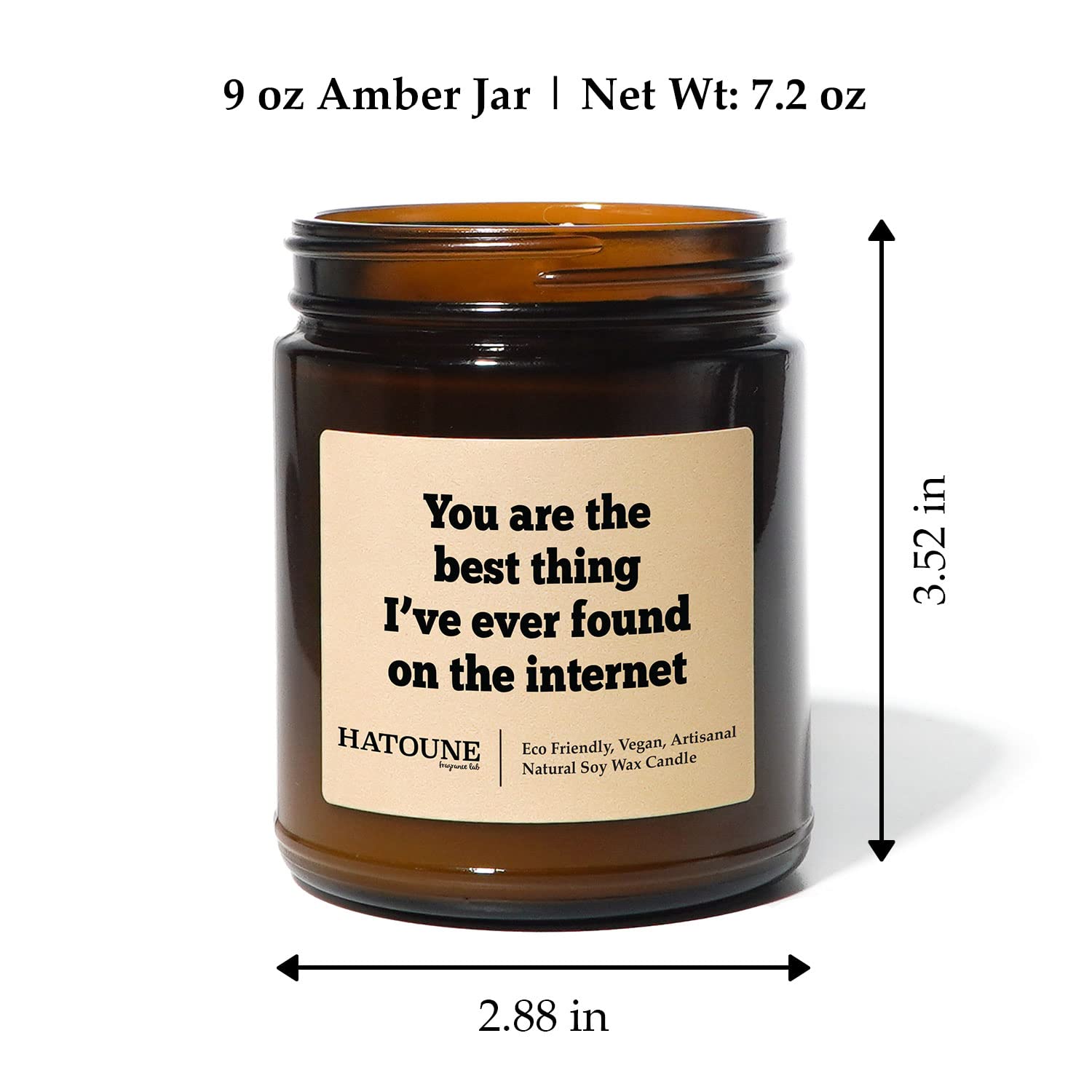 Hatoune Amber & Oakmoss Scented Soy Candle, You Are The Best Thing I've Ever Found On The Internet, Made in USA, 20-25 Hour Burn Time, 3.4 oz Amber Jar