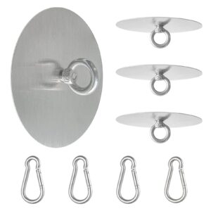 adhesive ceiling hooks stainless steel sticky pad eye plate snap hooks wall hooks wind chime hanger for hanging plants wind spinners decorations in bathroom kitchen porch rv nail-free no drill