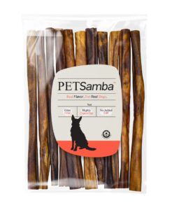 petsamba 12 inch beef collagen sticks [12-pack] – collagen bully sticks for dogs – all natural – highly digestible