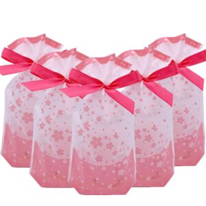 vifome treat bags,24pcs party favor bags pink gift bags sakura bags plastic drawstring bags flower candy goodies bags gift wrapping package