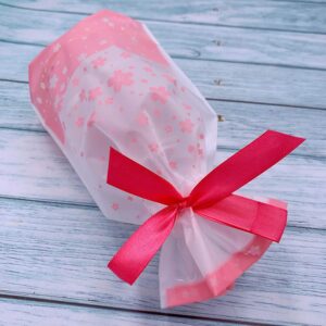 VIFOME Treat Bags,24pcs Party Favor Bags Pink Gift Bags Sakura Bags Plastic Drawstring Bags Flower Candy Goodies Bags Gift Wrapping Package