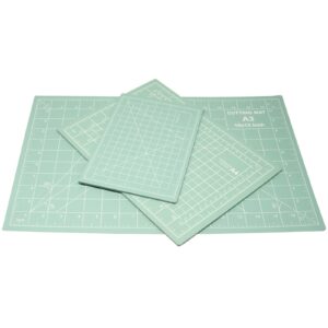 manufore mint green cutting mat a3, a4, a5 set with centimeter and inch scale self healing craft cutting board with 3mm 5-ply thickness for using rotary cutter, craft knife, paper knife