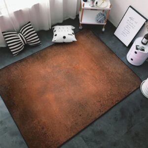 Paint Hammered Abstract Orange Brown Vintage Aged Copper Burnt Dirty Dark Antique Area Rugs, Soft Rug for Living Room Bedroom, Soft Non-Slip Easy Clean Upholstery Carpet, 2x3ft