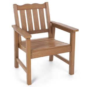 stoog patio chair, all-weather outdoor chairs with 400 lbs weight capacity, looks like real wood, for patio, deck, pool and backyard, teak