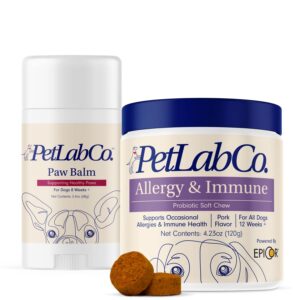 petlab co – paw bundle: specialized dog probiotic to support with occasional allergies & healthy gut microbiome 30 count & dog paw balm to support occasionally dry paws 2.4 ounces