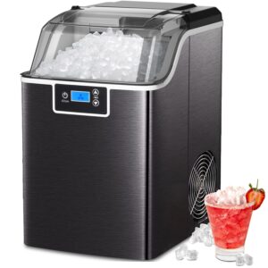 xbeauty nugget ice maker countertop, pebble ice maker machine with self-cleaning, chewable pellet ice/44lbs day/24hrs timer, portable ice maker for home/kitchen/office/bar/party, black