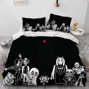 akardo under legend tales game sans frisk duvet covers, soft microfiber washed duvet cover set 3 pieces with zipper closure,beding set (10,queen (90"x90"))