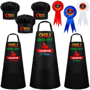 wesiti 9 pcs chili cook off prizes chili cook off decorations chili cook off trophies ribbon chef hat apron(black)