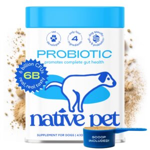 native pet probiotic for dogs - vet created probiotic powder for dogs digestive issues - probiotic powder + prebiotic + bone broth powder pet food for dog stomach relief - 232 gram 6 billion cfu 4.1oz