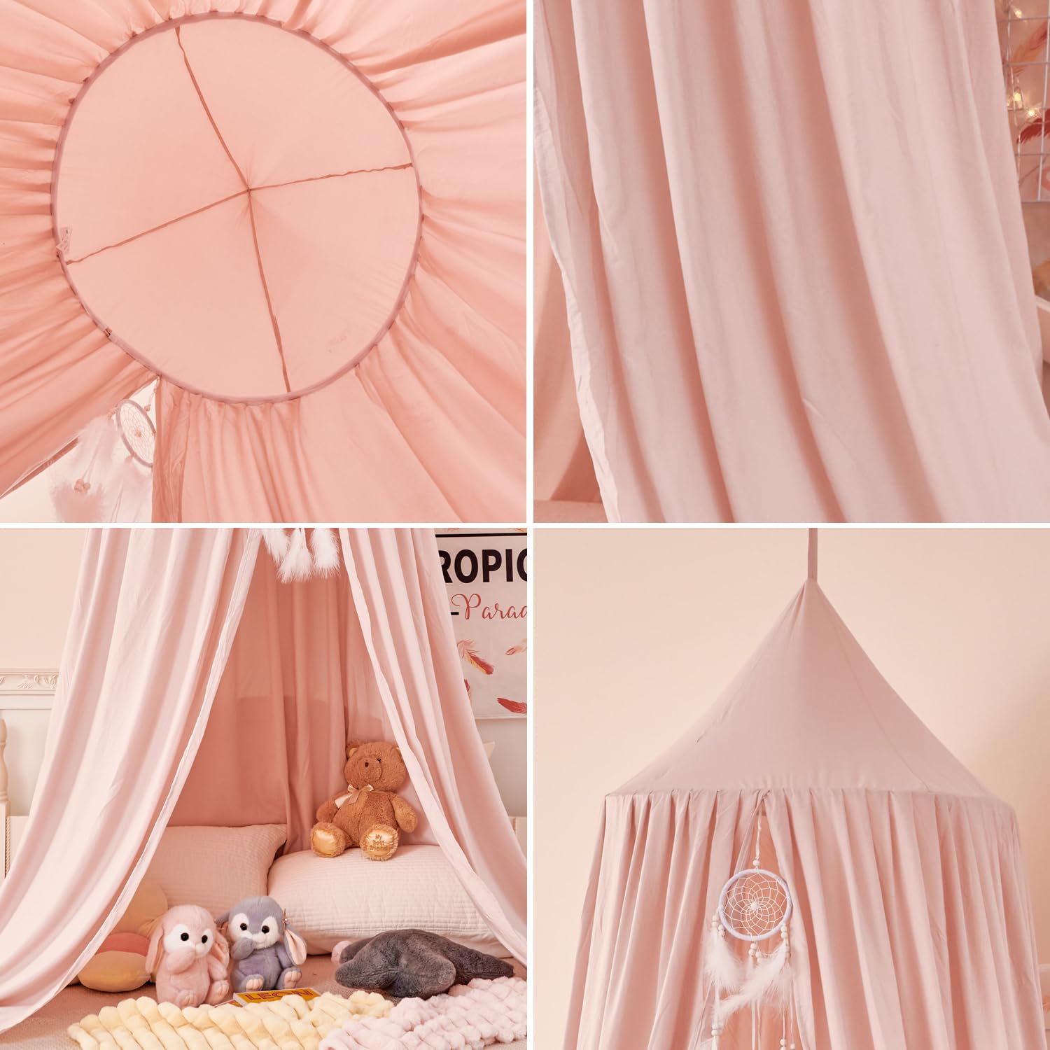 dix-rainbow Princess Decor Canopy for Kids Bed, Soft and Durable Bed Canopy for Girls Room Tent Canopy Dreamy Mosquito Net Bedding, Children Reading Nook Canopies Indoor