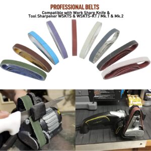 45 Pcs 1/2" x 12" Replacement Sharpening Belt Kit for Official Work Sharp Knife & Tool Sharpener (WSKTS & WSKTS-KT/Mk.1 & Mk.2) - 80/120/240/400/600/800/1000/2500/5000 Grits