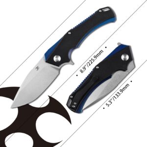 KANSEPT Mini Hellx Pocket Knife with 3.25in D2 Blade EDC Knife with Pocket Clip Black G10 Handle, Easy Open Knife T2008A1