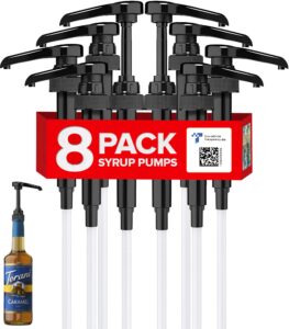 8-pack gold little squirt syrup pumps for coffee syrup bottles, fits 750ml 25.4oz torani, skinny, davinci bottles, coffee syrup dispenser for coffee bar