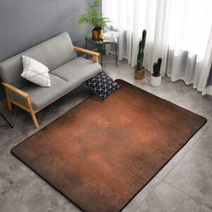 paint hammered abstract orange brown vintage aged copper burnt dirty dark antique area rugs, soft rug for living room bedroom, soft non-slip easy clean upholstery carpet, 2x3ft