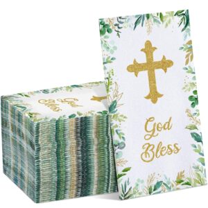 100 pcs religious napkins baptism cross napkins 3 ply 16 x 13 in first communion holy christening party hand towel guest god bless cocktail beverage disposable napkins for baptism party