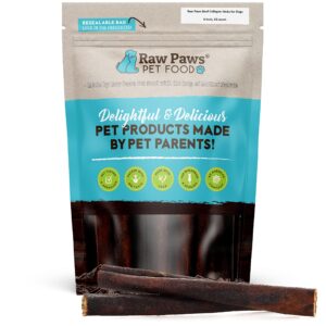 raw paws beef collagen sticks for dogs, 6 inch, 10-ct - packed in usa - natural collagen for dogs - dog chews for aggressive chewers & large dogs - collagen bones for dogs, dog collagen chews for dogs