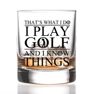 rzhv thats what i do i play golf and i know things old fashioned whiskey glass, funny father's day anniversary birthday gift for men husband dad uncle grandpa friends coworkers golf lover