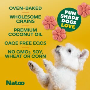 NATOO Dog Biscuits for Small Dogs & Puppies Crunchy Dog Treats, Oats & Berry Healthy Natural Dog Biscuits, Rich in Omega 6, Prebiotics & Fibers, Antioxidants for Immunity (8 oz)