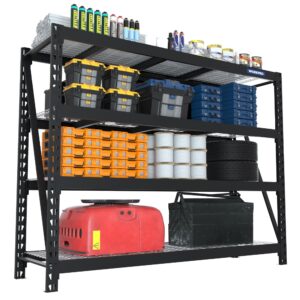 workpro 68" ultra wide 4-tier metal garage shelving unit, 68"w x 24"d x 65"h, 7200 lbs capacity, heavy duty storage utility rack, industrial adjustable shelves for shop warehouse basement fish tank