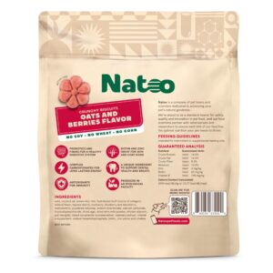 NATOO Dog Biscuits for Small Dogs & Puppies Crunchy Dog Treats, Oats & Berry Healthy Natural Dog Biscuits, Rich in Omega 6, Prebiotics & Fibers, Antioxidants for Immunity (8 oz)