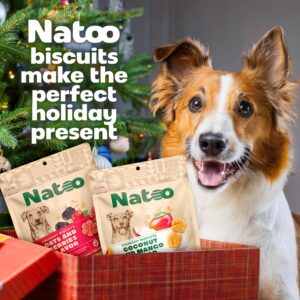 NATOO Dog Biscuits for Small Dogs & Puppies Crunchy Dog Treats, Oats & Berry Healthy Natural Dog Biscuits, Rich in Omega 6, Prebiotics & Fibers, Antioxidants for Immunity (8 oz)