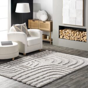 nuloom maureen modern shag area rug, 5x8, beige