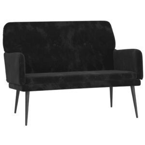 vidaxl loveseat, accent velvet upholstered loveseat with armrests, modern couch bench for dining room living room bedroom, black velvet